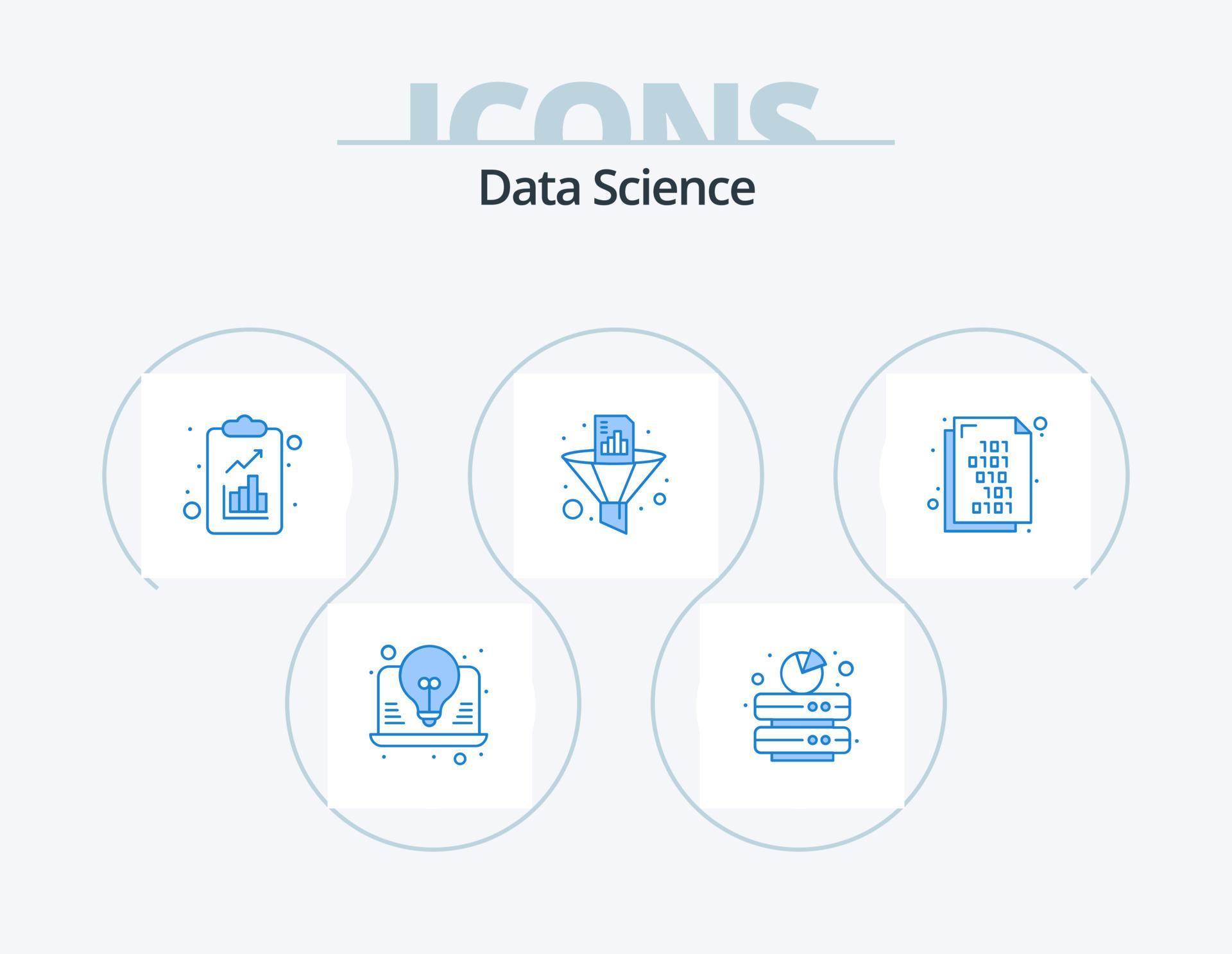 Data Science Blue Icon Pack 5 Icon Design. funnel. document. server ...