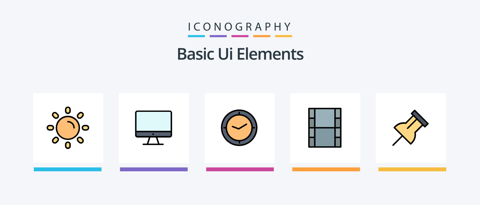 Basic Ui Elements Line Filled 5 Icon Pack Including case. bag. video. right. up. Creative Icons ...
