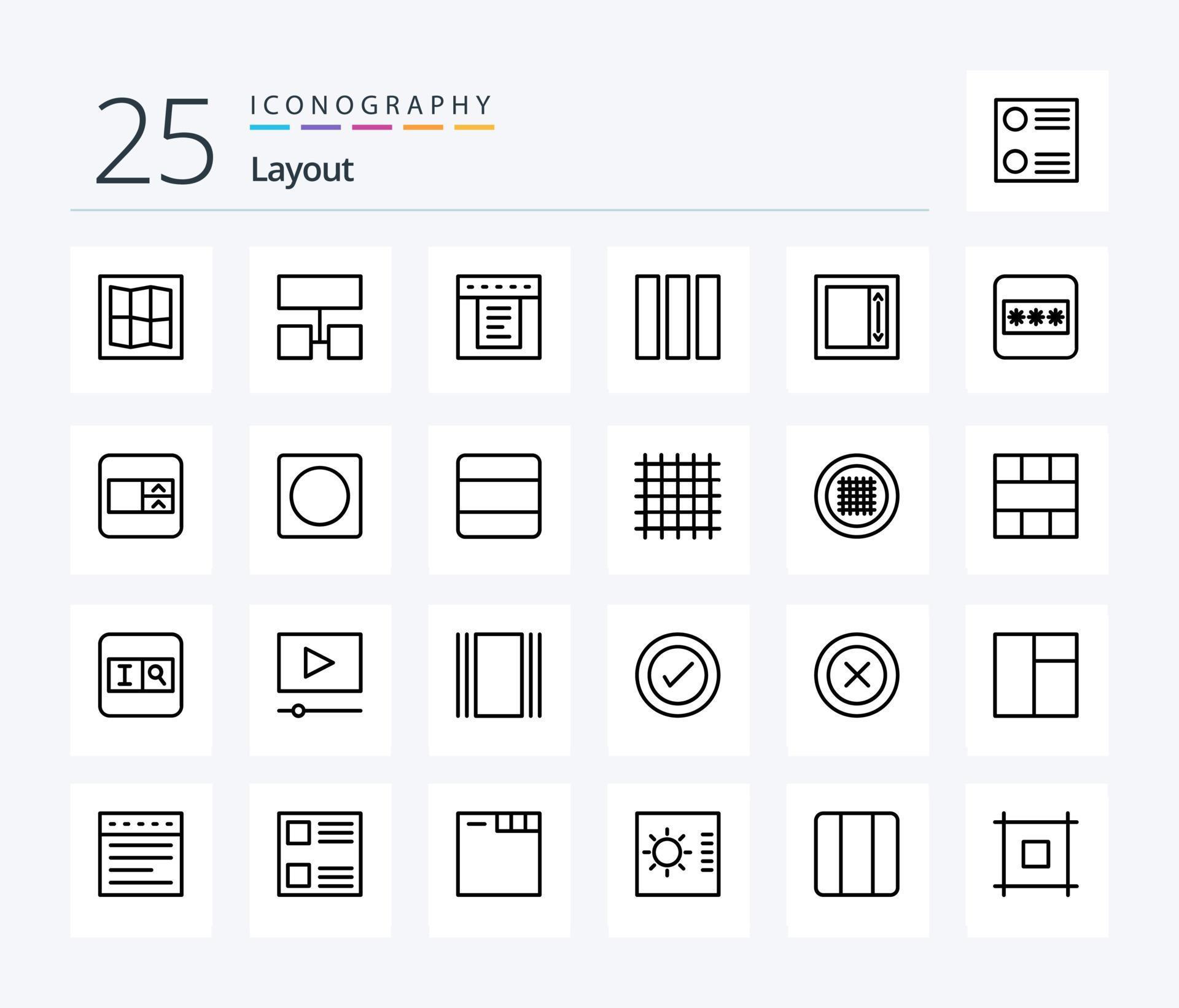 Layout 25 Line icon pack including form. layout. column. field. i frame 19205359 Vector Art at ...