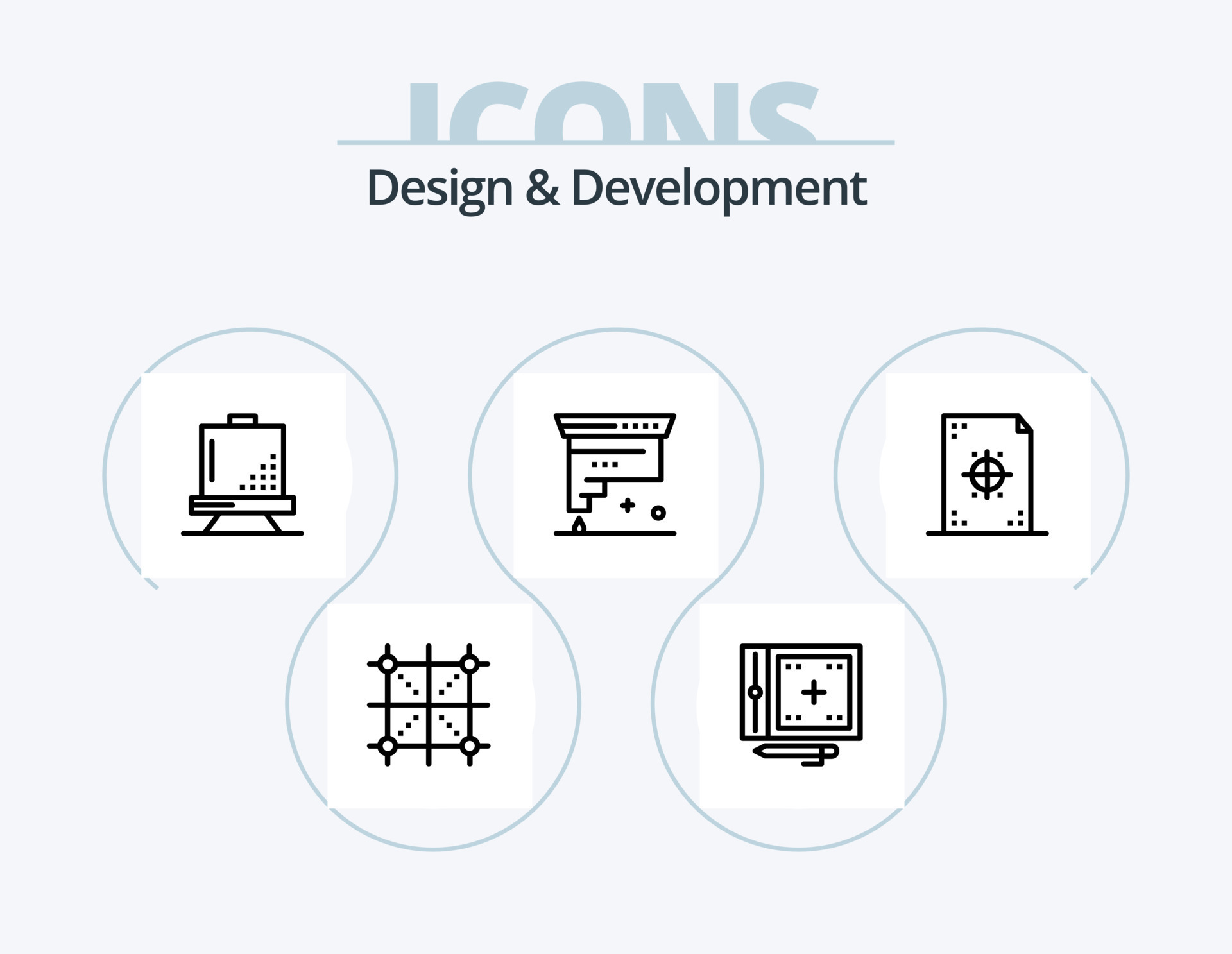 Design And Development Line Icon Pack 5 Icon Design Design Coding