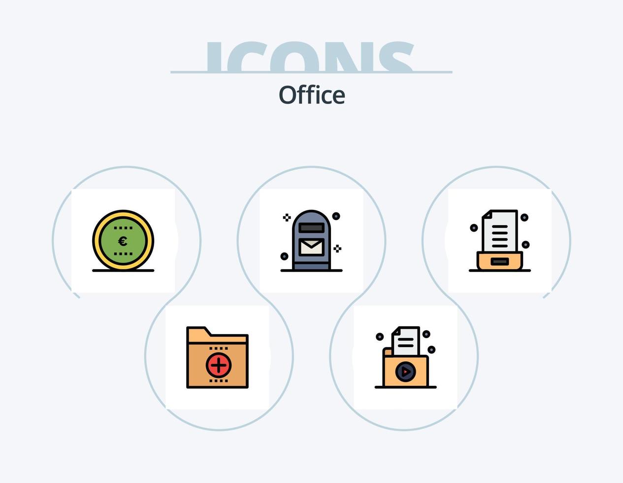 Office Line Filled Icon Pack 5 Icon Design. office. delete note. record. delete document. down ...