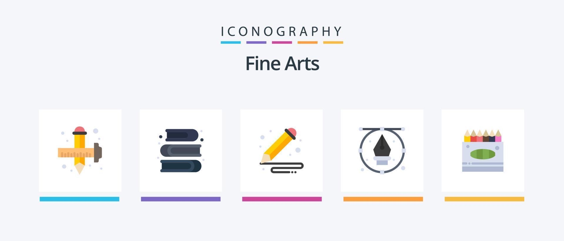 Fine Arts Flat 5 Icon Pack Including pencil. drawing. book. design ...