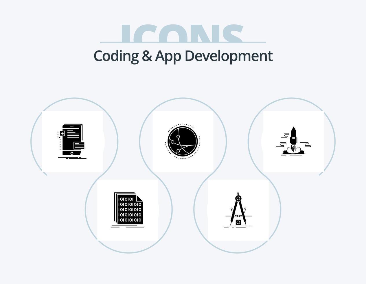 Coding And App Development Glyph Icon Pack 5 Icon Design Connection Worldwide Refinement