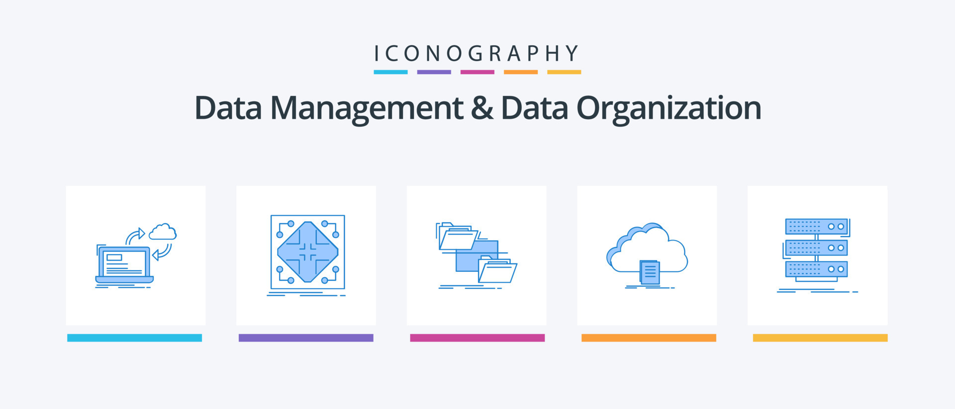 Data Management And Data Organization Blue 5 Icon Pack Including ...
