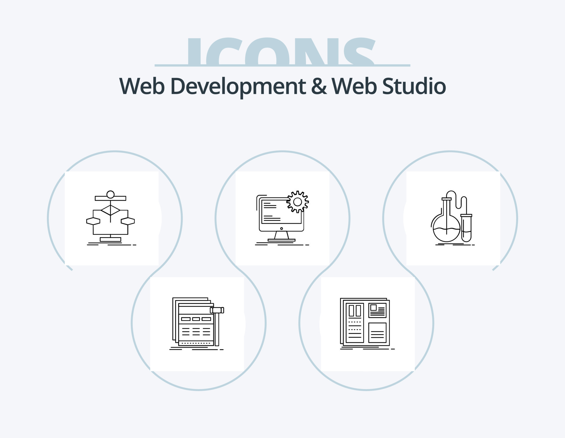Web Development And Web Studio Line Icon Pack 5 Icon Design. computer ...