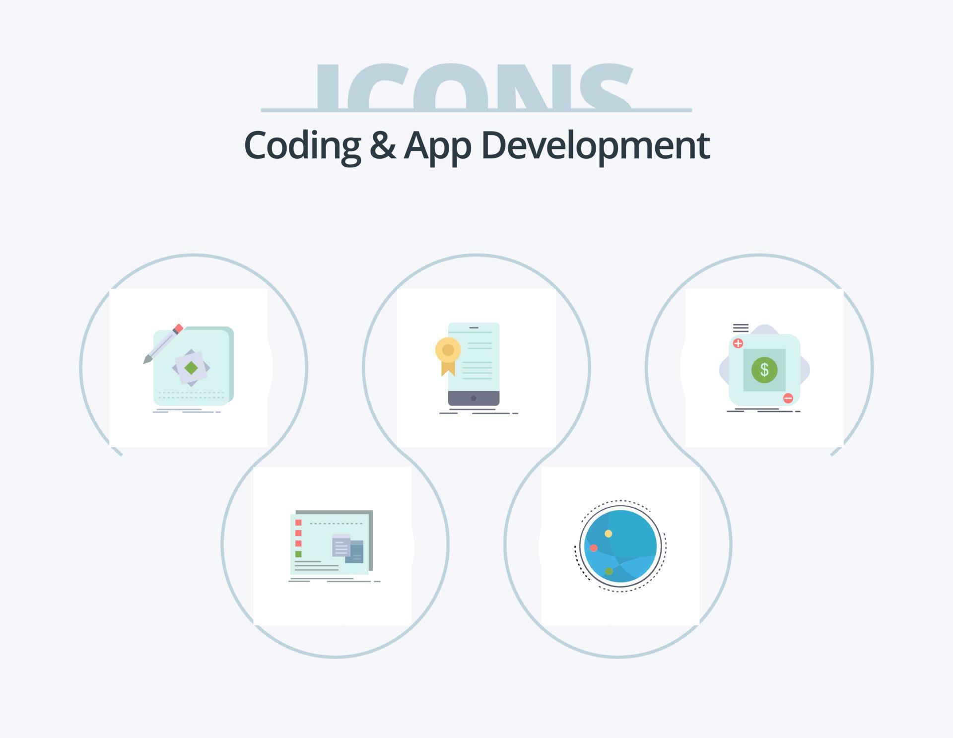 Coding And App Development Flat Icon Pack 5 Icon Design. app ...