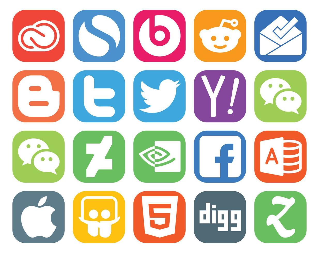 20 Social Media Icon Pack Including microsoft access nvidia twitter ...