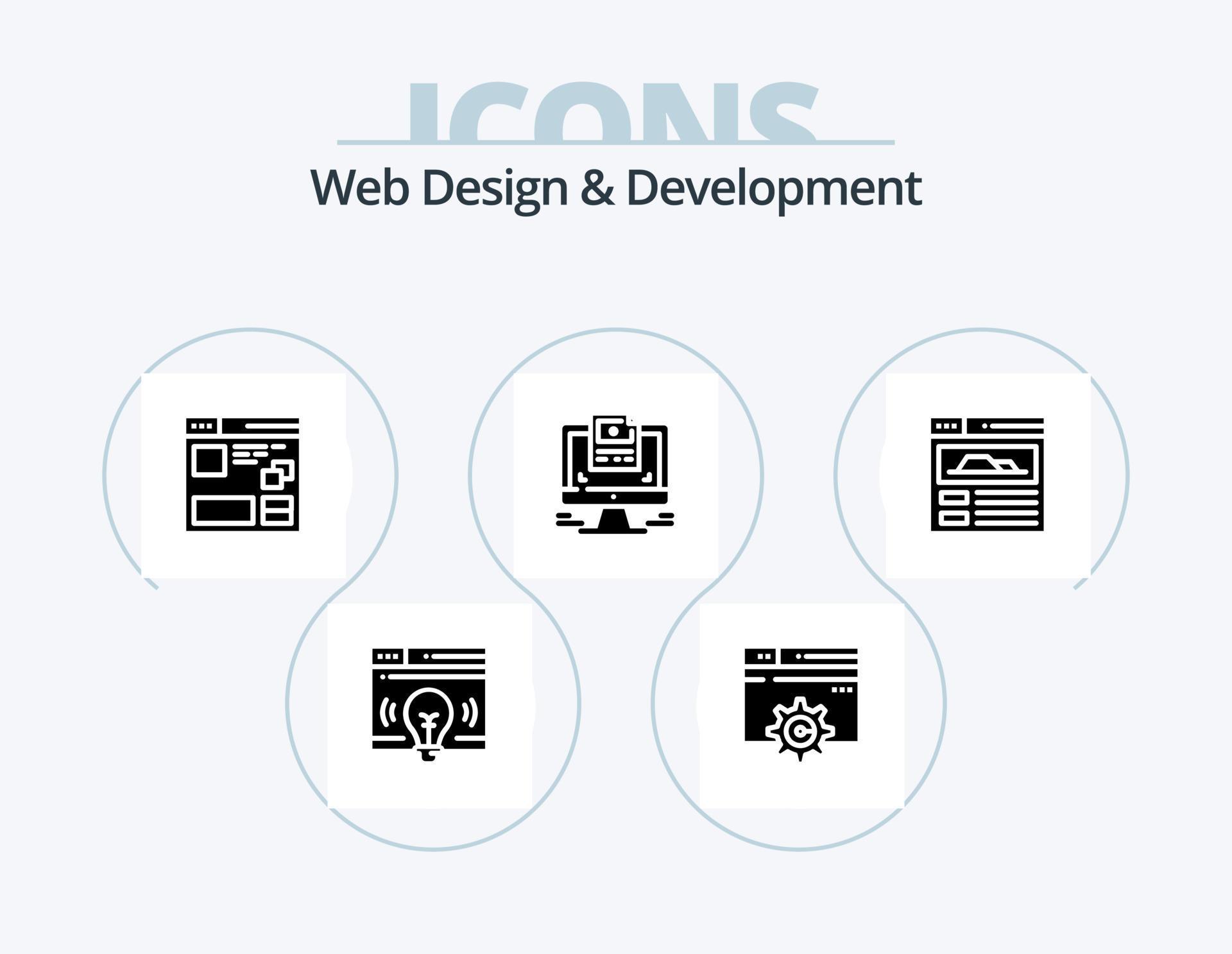 Web Design And Development Glyph Icon Pack 5 Icon Design. screen ...