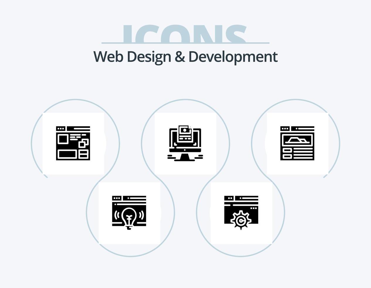 Web Design And Development Glyph Icon Pack 5 Icon Design. screen . window. gear . web . internet ...