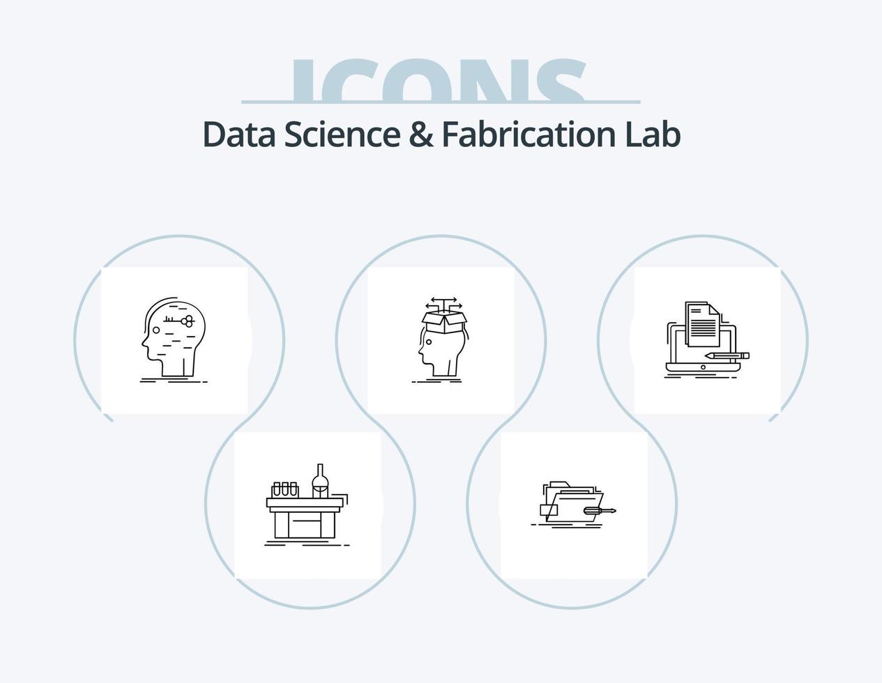Data Science And Fabrication Lab Line Icon Pack 5 Icon Design. method. algorithm. stack. paper ...