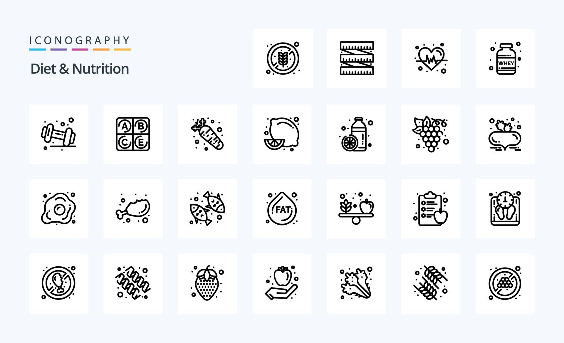 25 Diet And Nutrition Line icon pack 19207545 Vector Art at Vecteezy