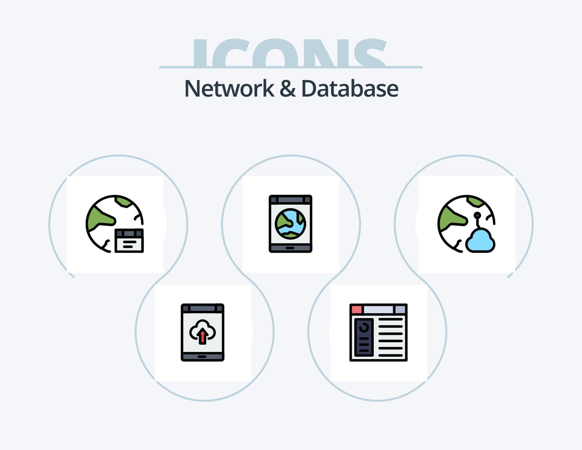 Network And Database Line Filled Icon Pack 5 Icon Design. database ...