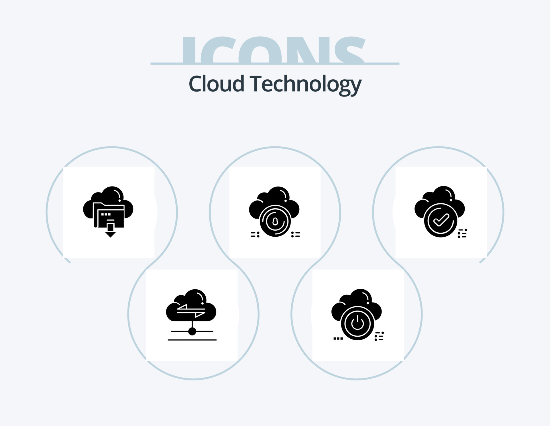 Cloud Technology Glyph Icon Pack 5 Icon Design Cloud Secure Off Safe Cloud 19207912 Vector