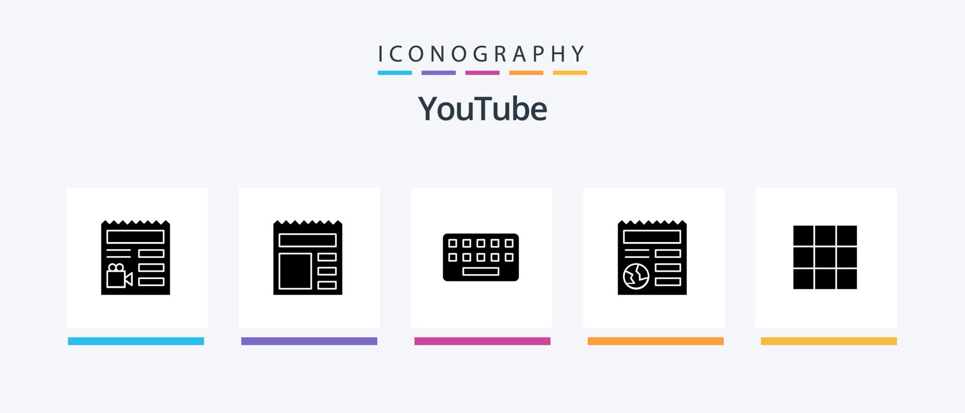 Youtube Glyph 5 Icon Pack Including ui. ui. keyboard. globe. basic ...