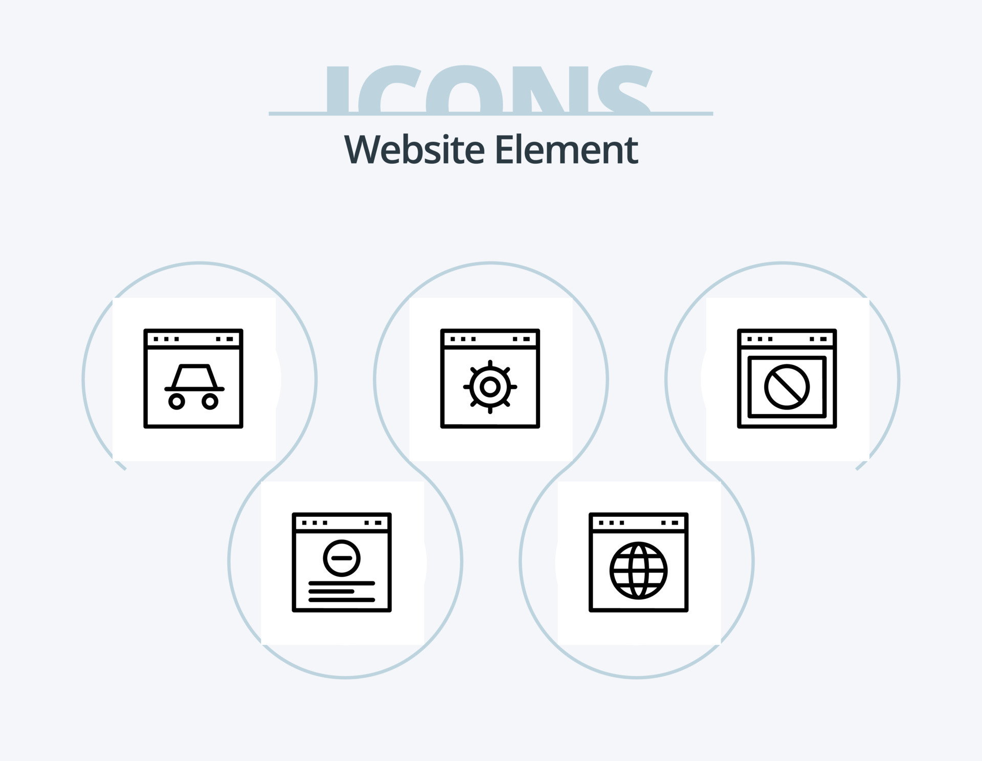 Website Element Line Icon Pack 5 Icon Design. layout. website. play. draw. website 19208142 ...
