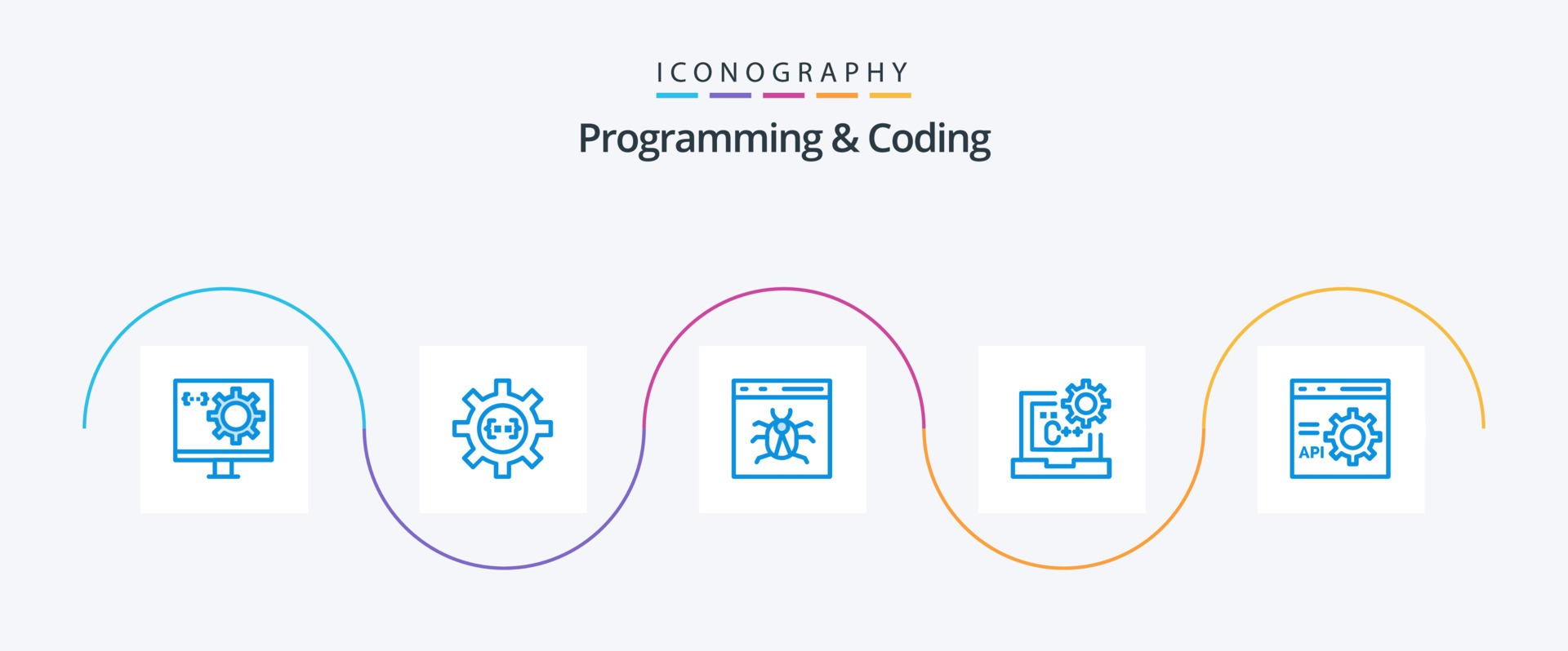 Programming And Coding Blue 5 Icon Pack Including Coding C Development Development Bug
