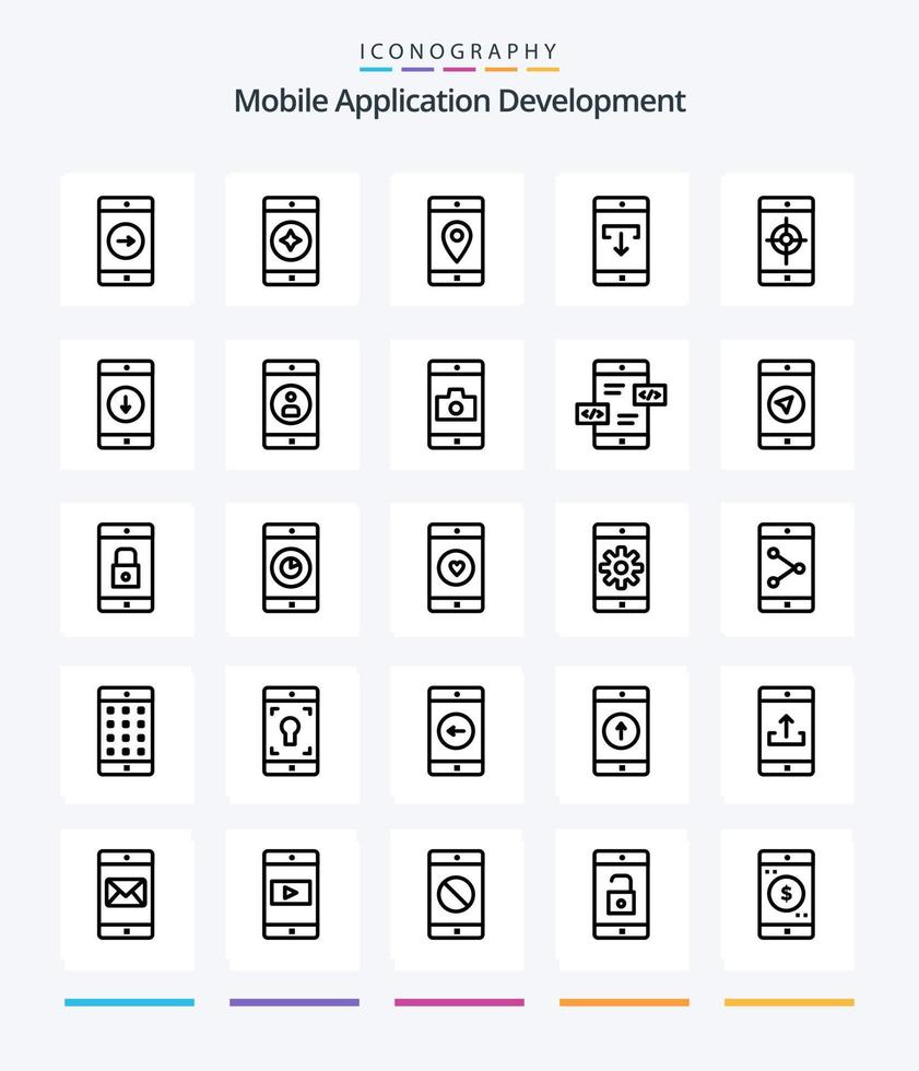 Creative Mobile Application Development 25 Outline Icon Pack Such As