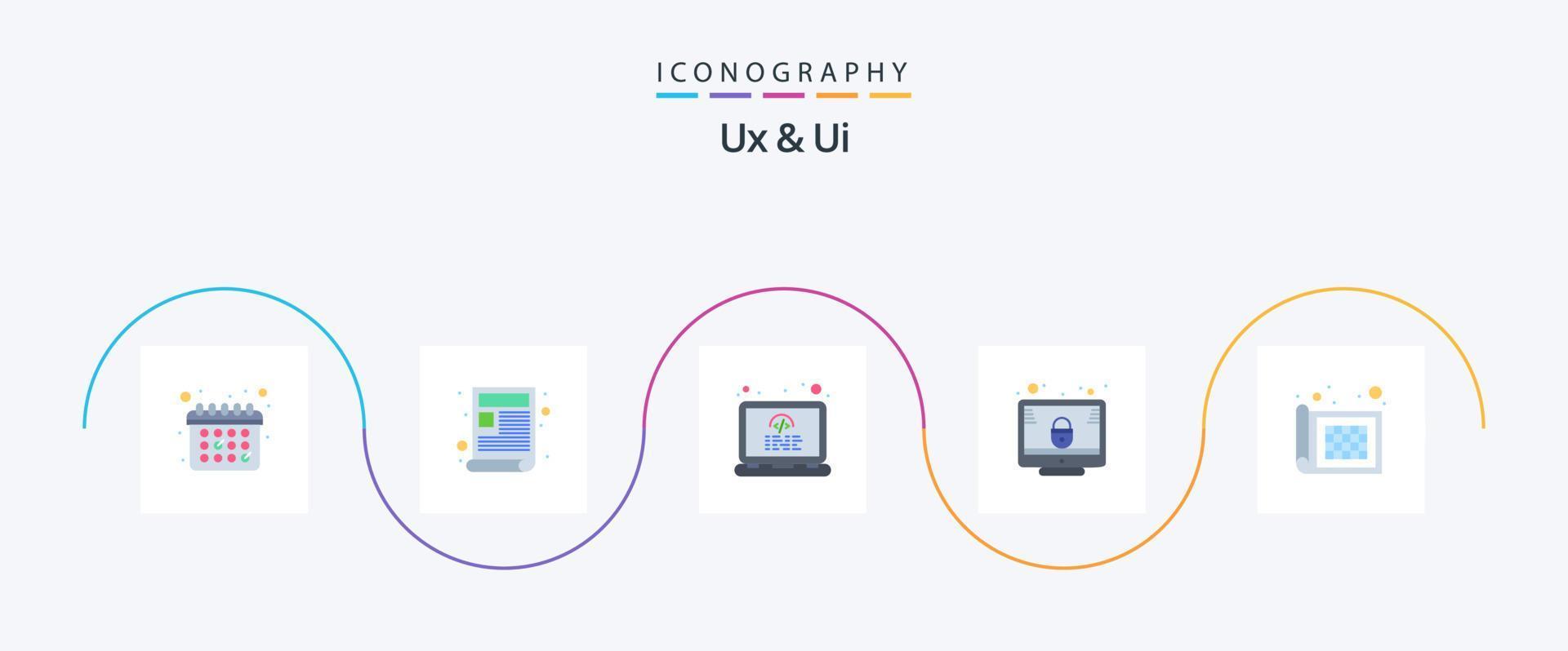 Ux And Ui Flat 5 Icon Pack Including ratio. grid. programming. security ...
