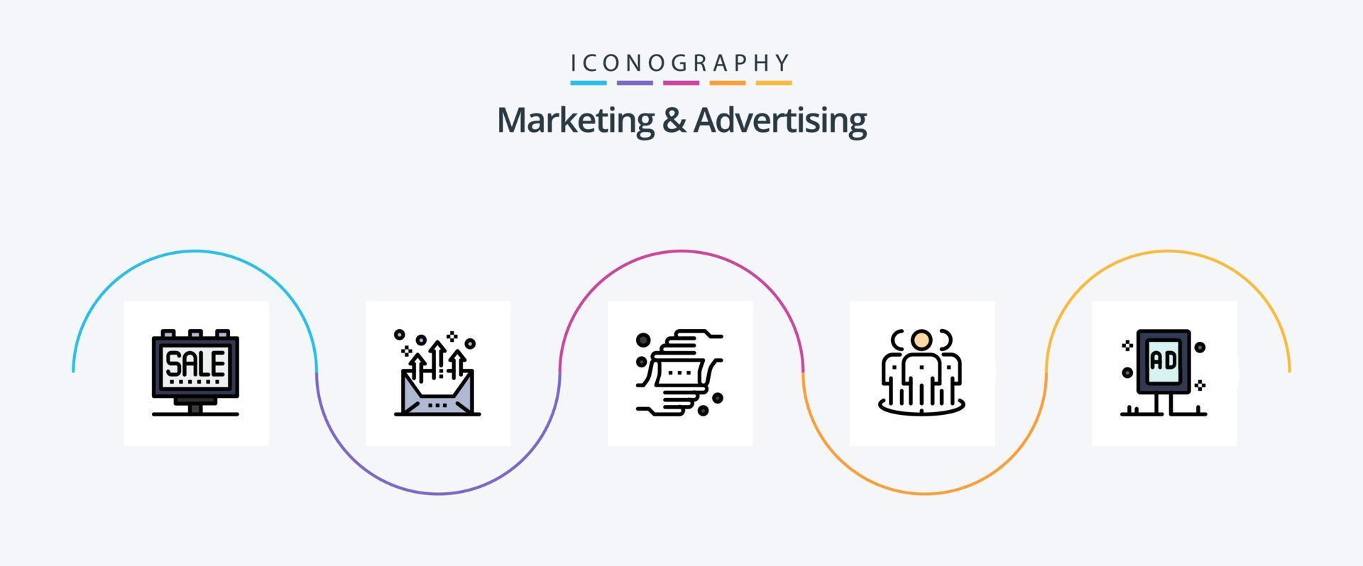 Marketing And Advertising Line Filled Flat 5 Icon Pack Including group ... Marketing And Advertising Line Filled Flat 5 Icon Pack Including group ...