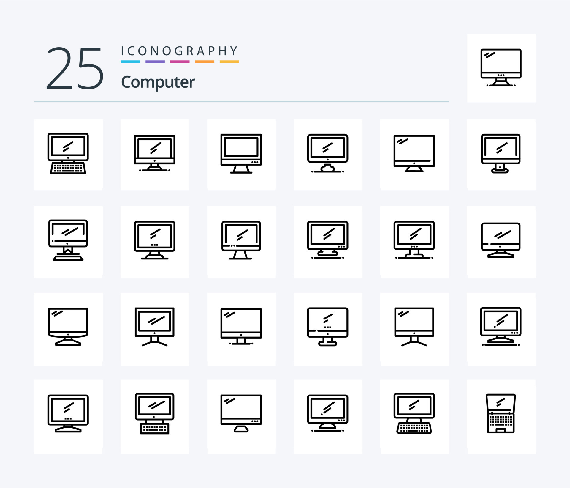 Computer 25 Line icon pack including . Layer 1. keyboard. flip. device ...