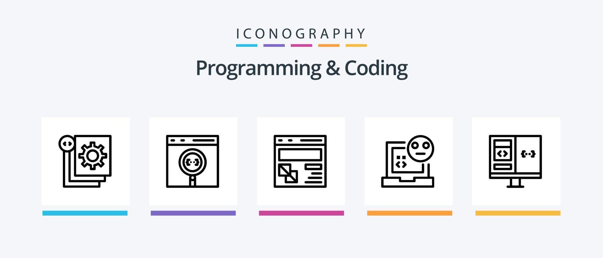 Programming And Coding Line 5 Icon Pack Including Develop Code Document Development Css