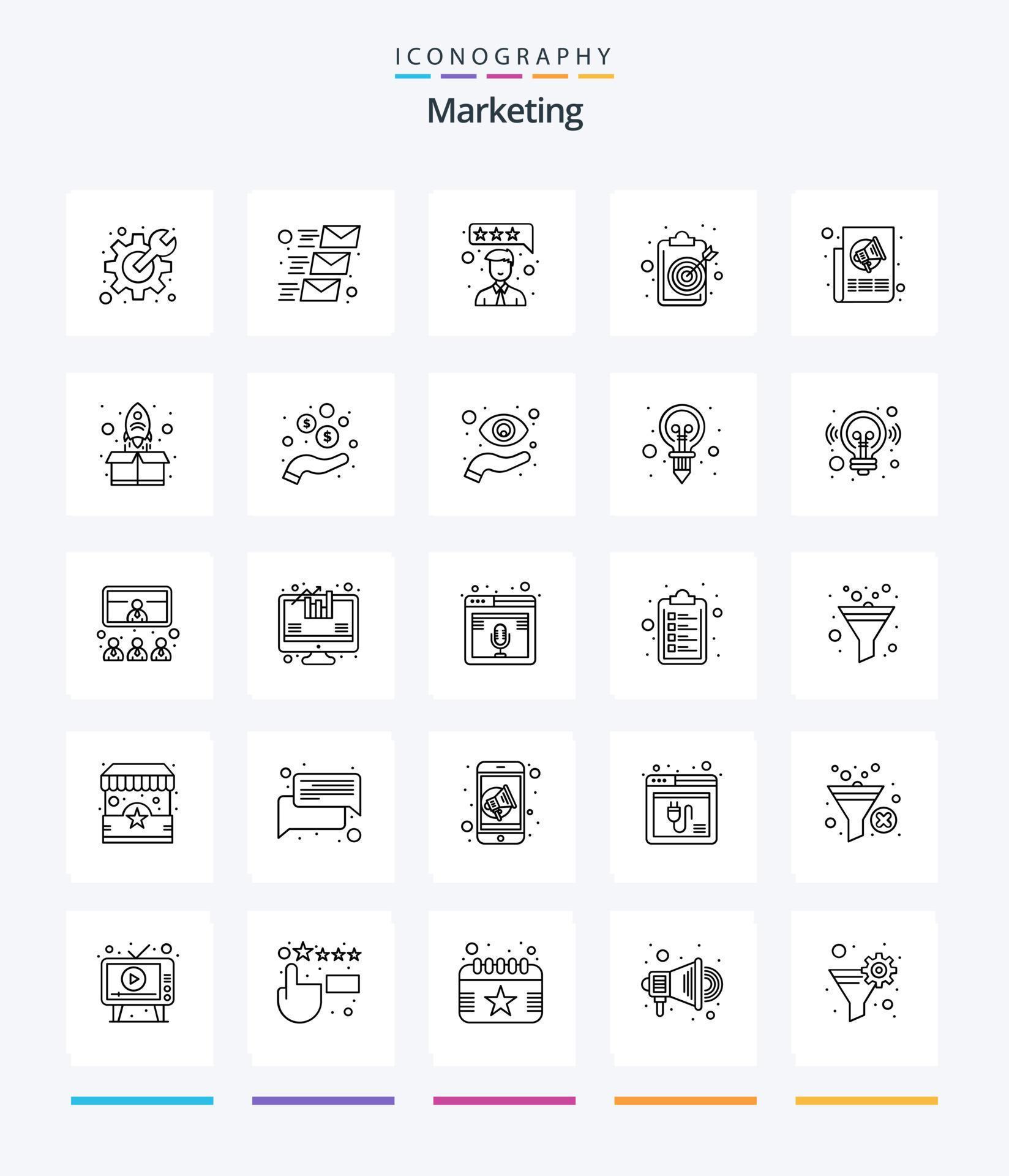 Creative Marketing 25 OutLine icon pack Such As marketing. target ...