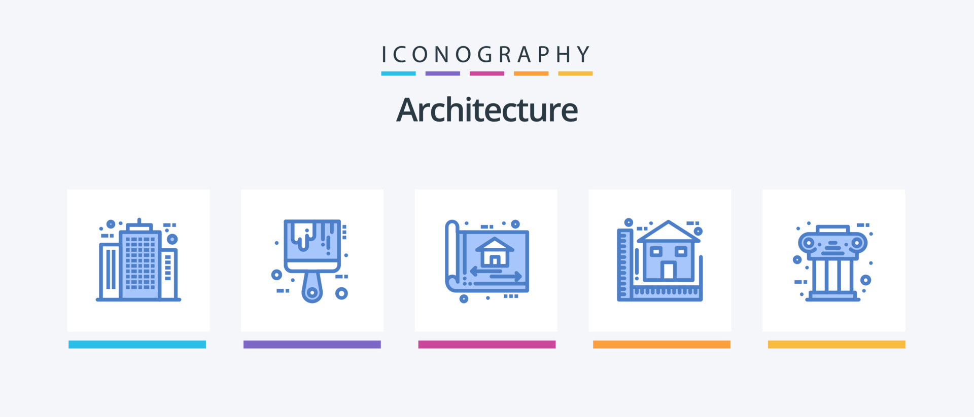 Architecture Blue 5 Icon Pack Including home. blueprint. color. blue ...
