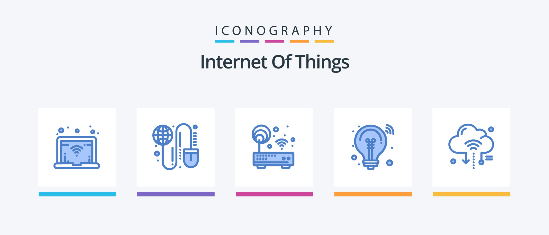 Internet Of Things Blue 5 Icon Pack Including iot. smart solution. device. innovation. bulb ...