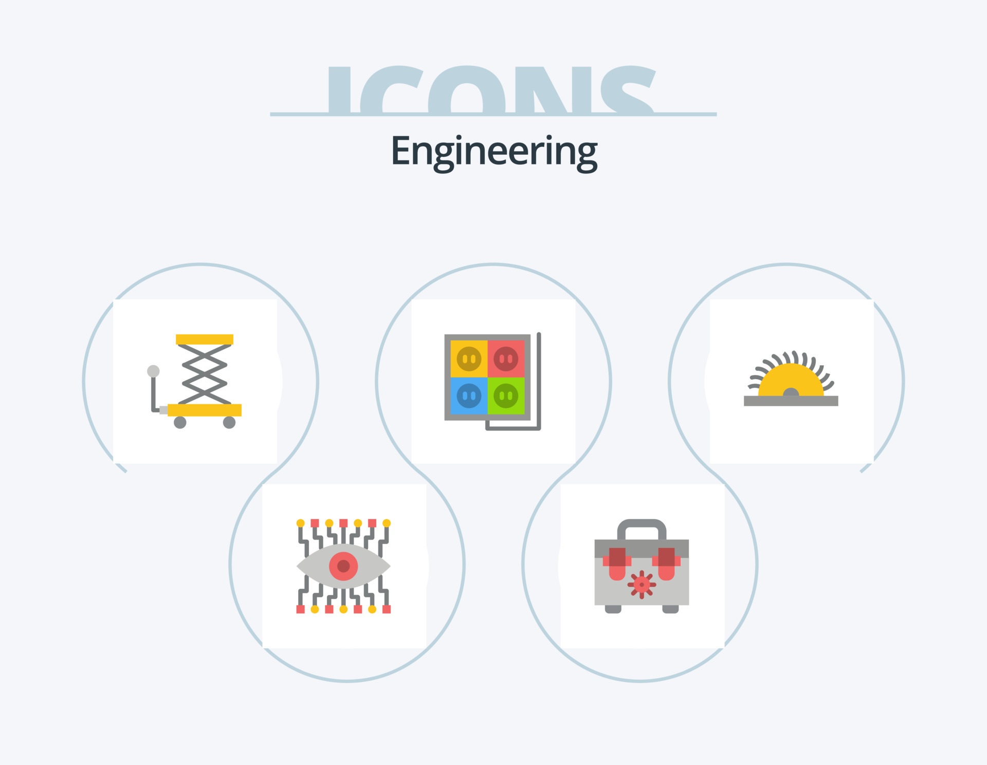 Engineering Flat Icon Pack 5 Icon Design. tool. construction. lift ...