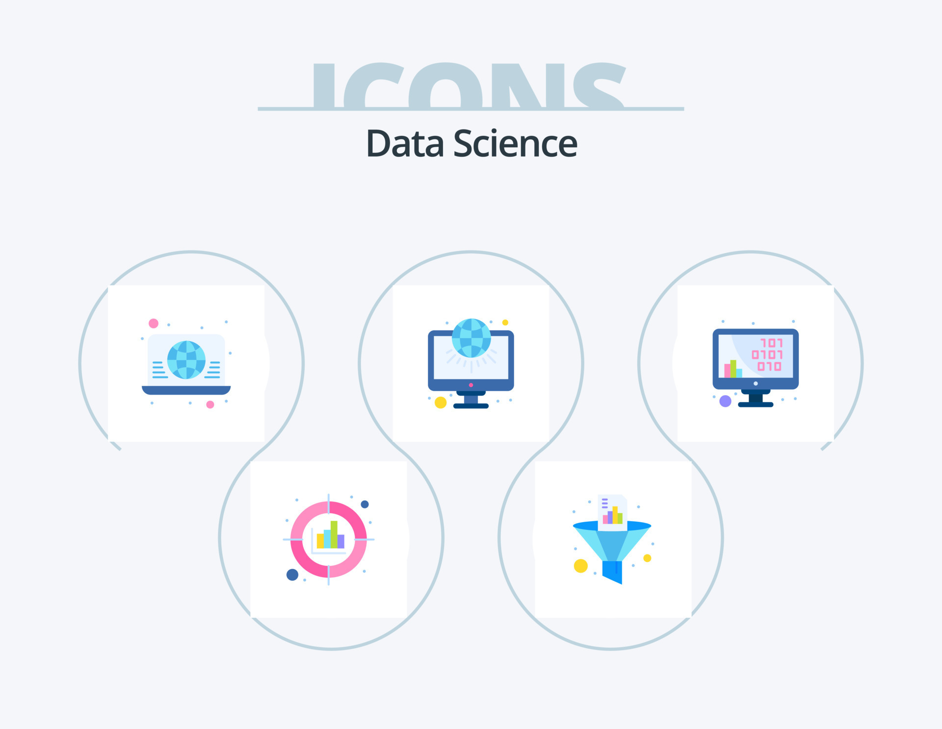 Data Science Flat Icon Pack 5 Icon Design. infrastructure. architecture. filter. web. global ...