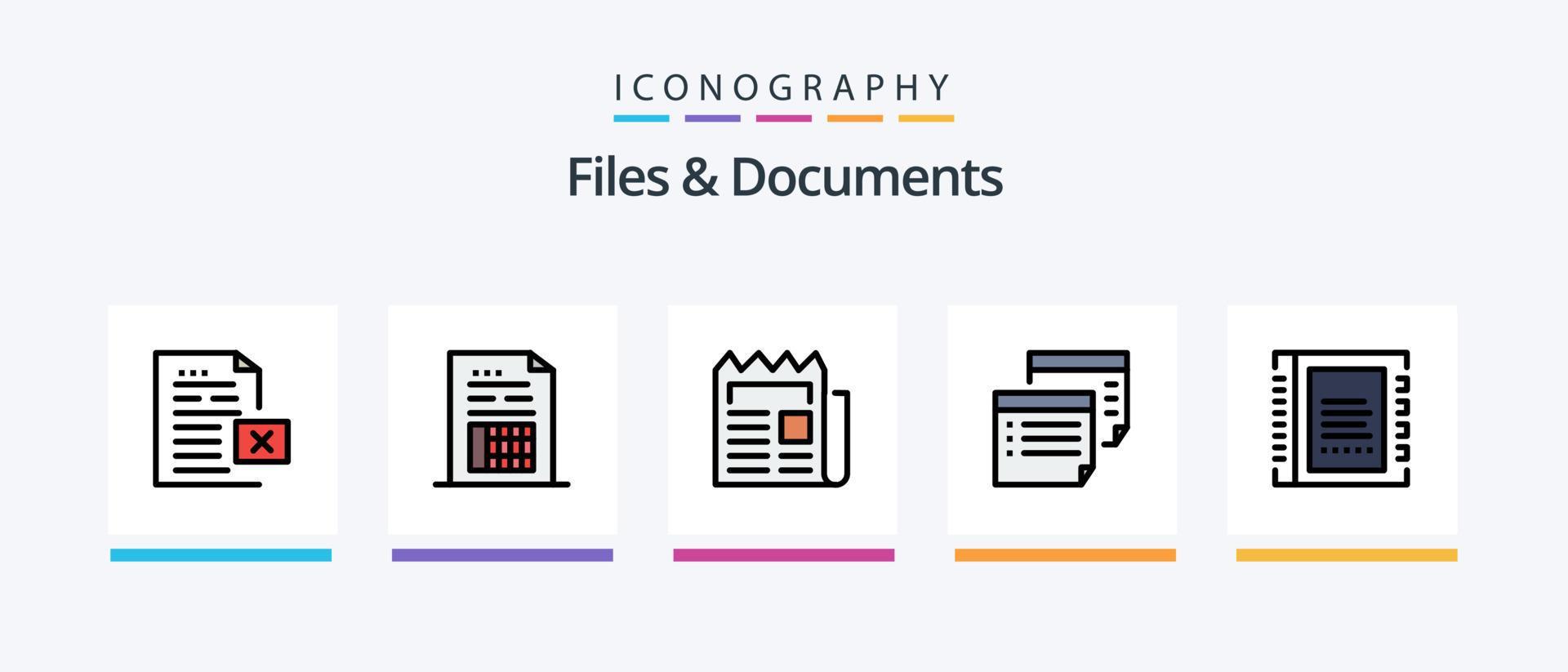 Files And Documents Line Filled 5 Icon Pack Including invoice. checkout ...