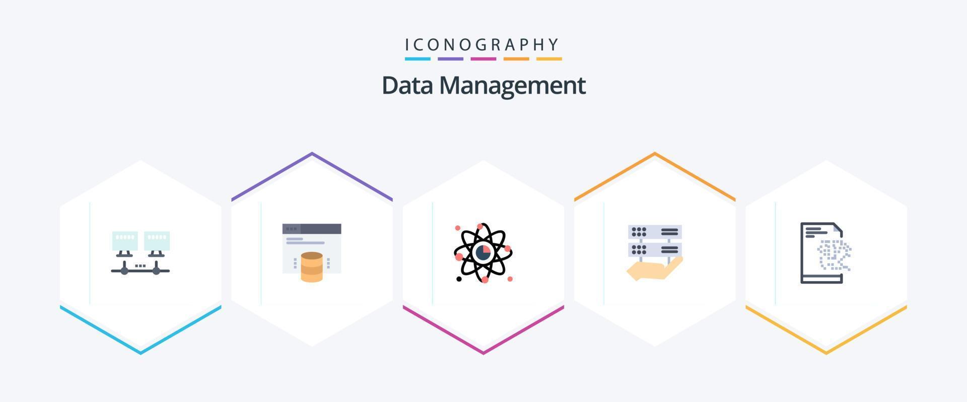 Data Management 25 Flat icon pack including server. control. connection ...