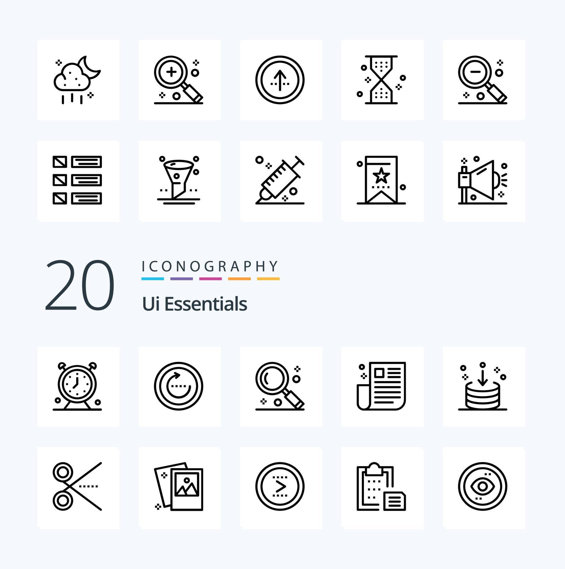 20 Ui Essentials Line icon Pack like newspaper interface sync ui magnifying 19211084 Vector Art ...