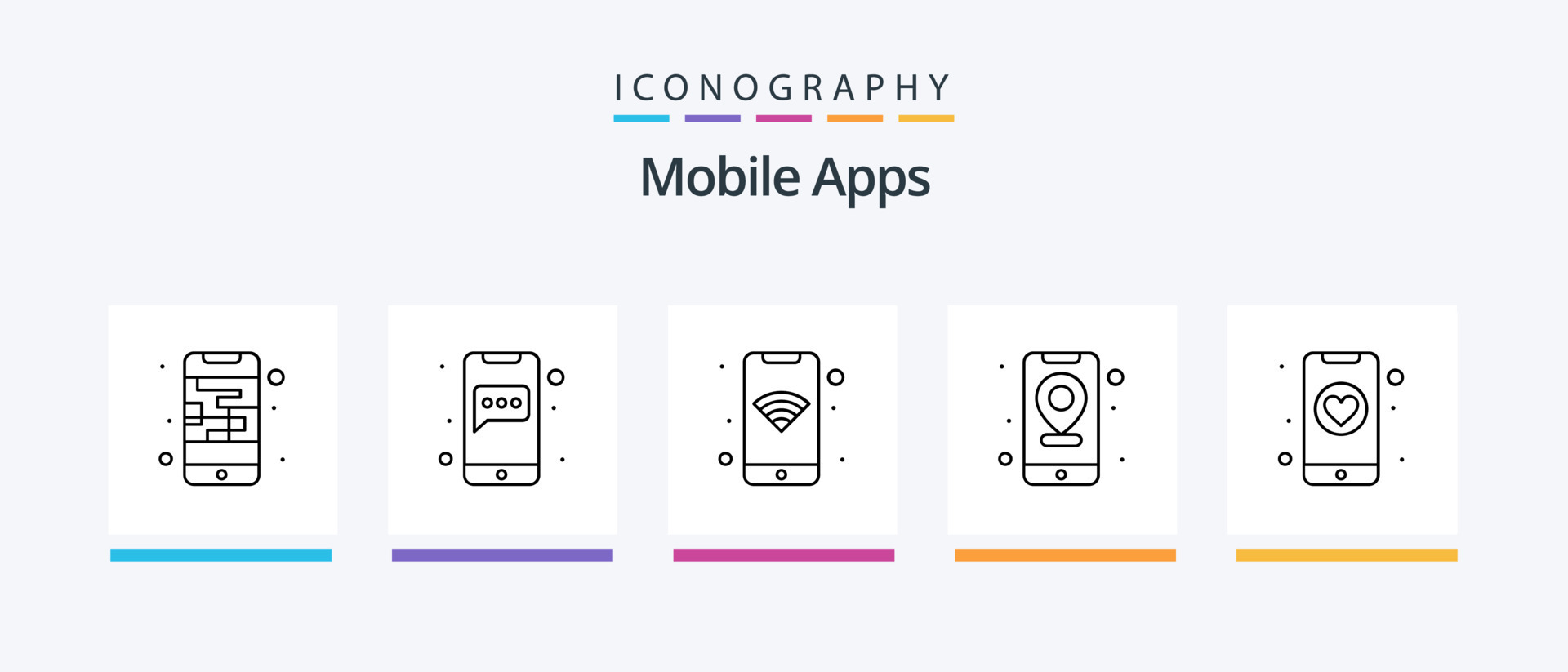 Mobile Apps Line 5 Icon Pack Including app. gallery. wifi. application ...