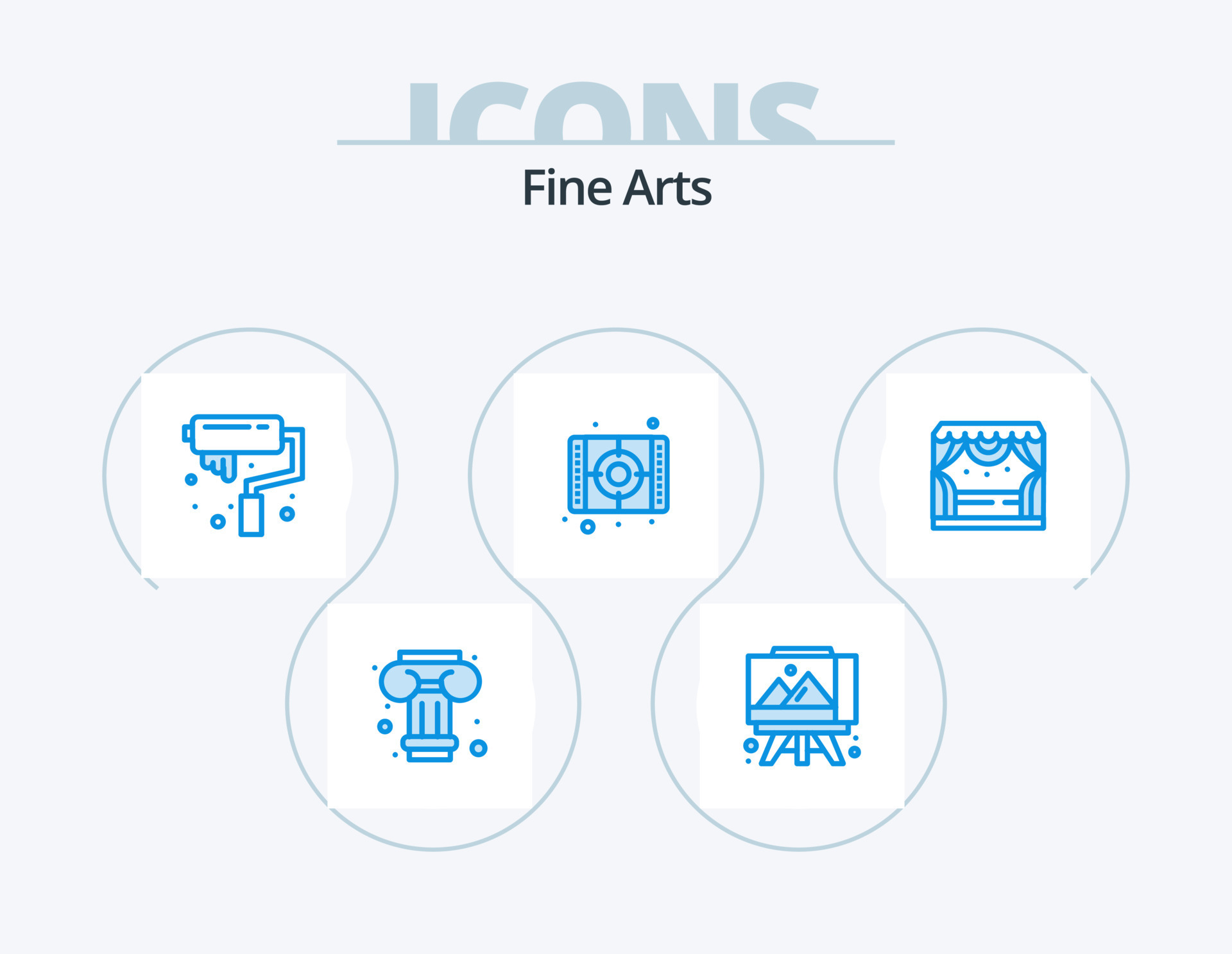 Fine Arts Blue Icon Pack 5 Icon Design. theater. spotlight. paint ...