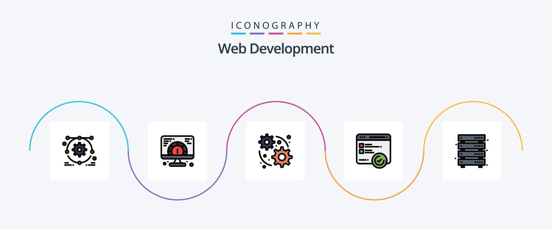 Web Development Line Filled Flat 5 Icon Pack Including Storage Data Storage Web Data Testing