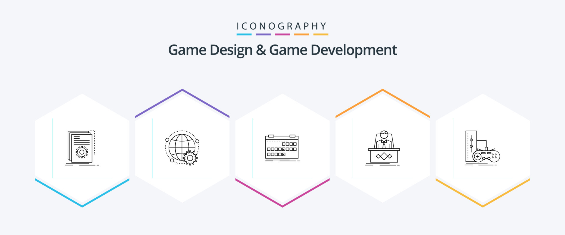 Game Design And Game Development 25 Line Icon Pack Including Legend Game Globe Schedule