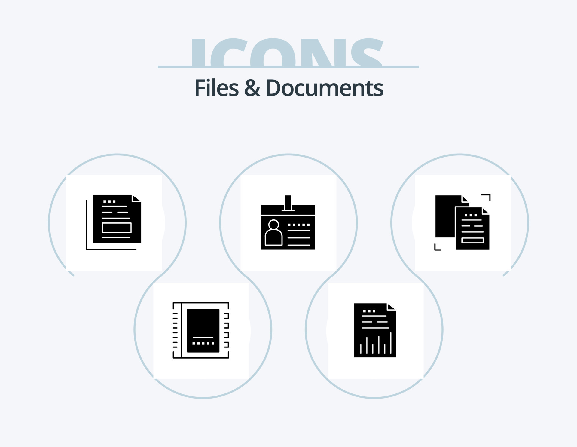 Files And Documents Glyph Icon Pack 5 Icon Design. document. badge ...