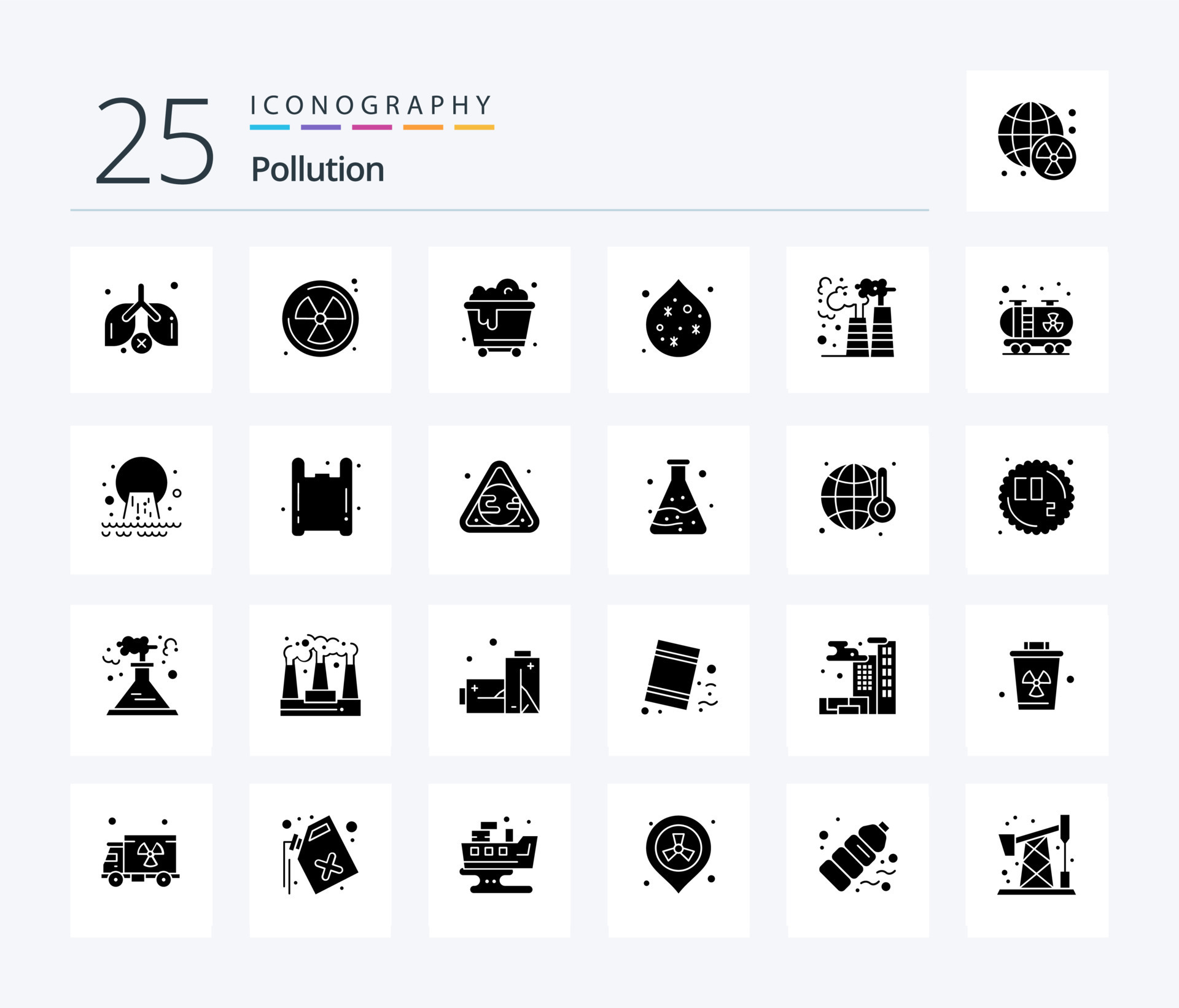 Pollution 25 Solid Glyph icon pack including pollution. waste. waste ... Pollution 25 Solid Glyph icon pack including pollution. waste. waste ...