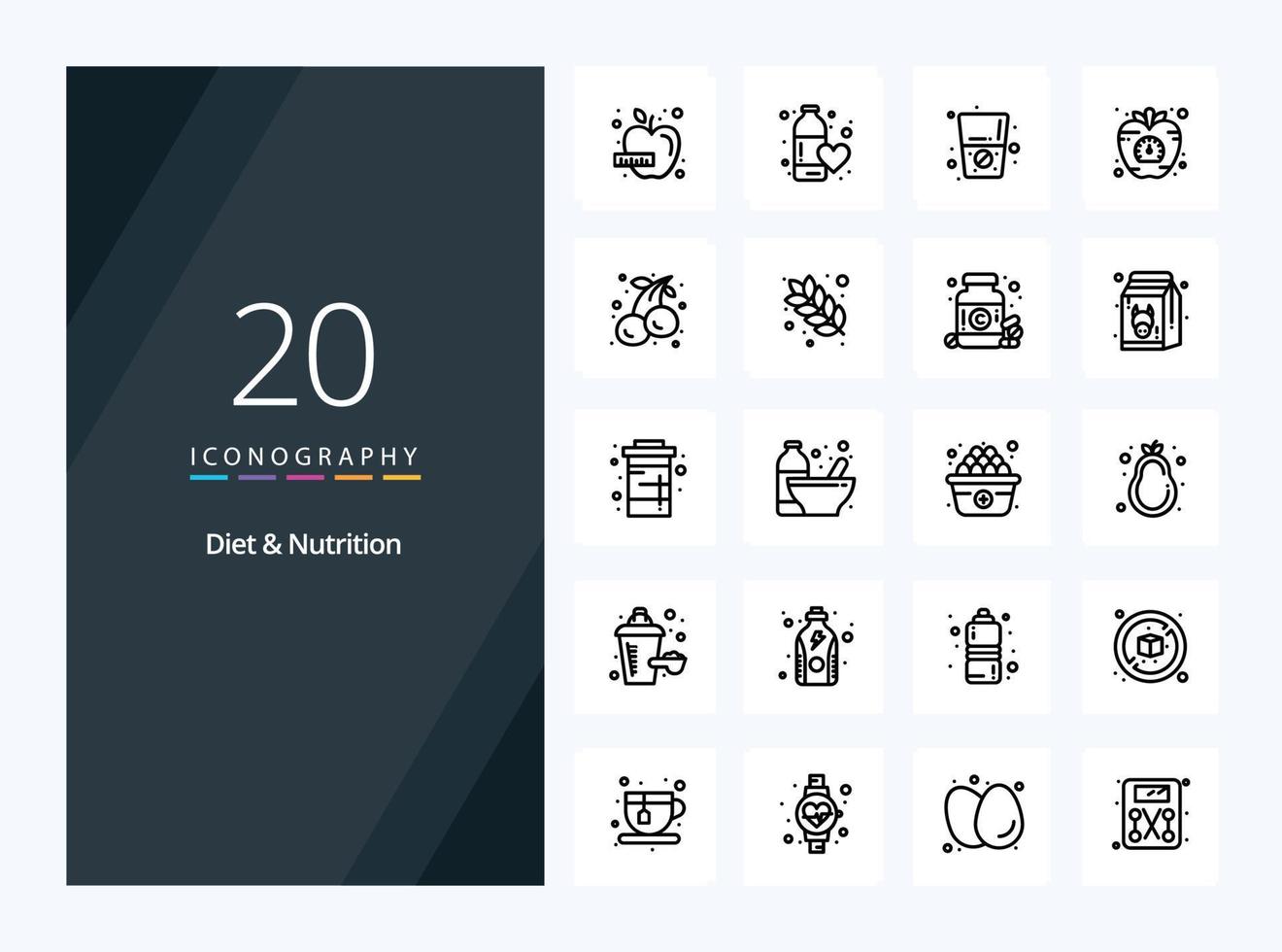 20 Diet And Nutrition Outline icon for presentation 19212480 Vector Art ...