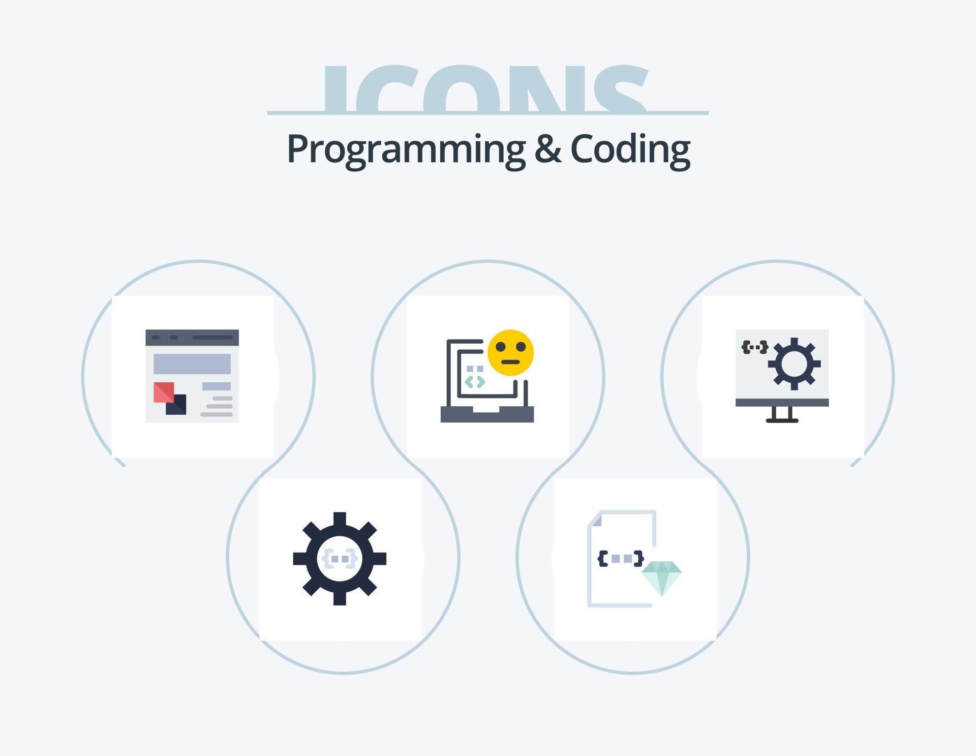 Programming And Coding Flat Icon Pack 5 Icon Design. develop. bad. document. webpage ...