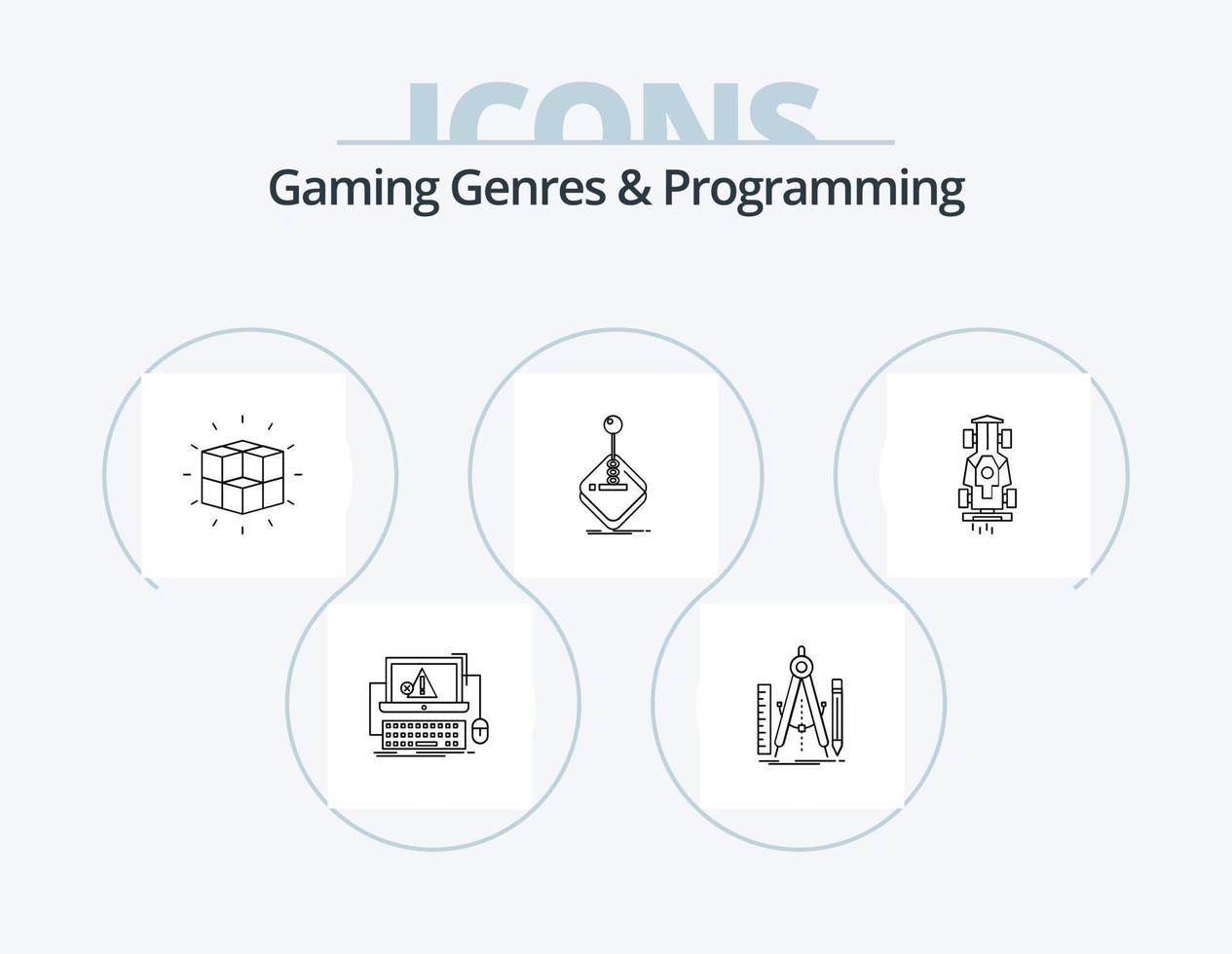 Gaming Genres And Programming Line Icon Pack 5 Icon Design Clockwise Backup Robot Game