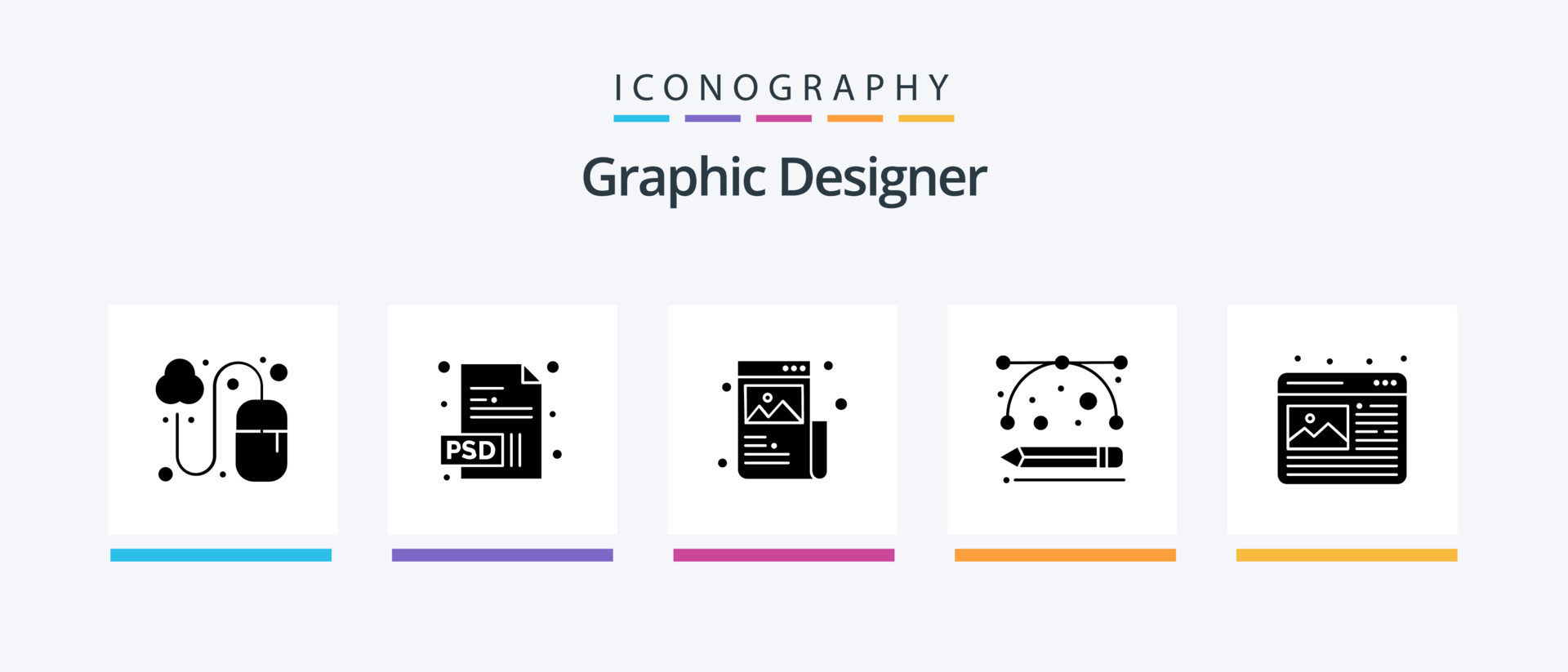 Graphic Designer Glyph 5 Icon Pack Including design. drawing tools ...