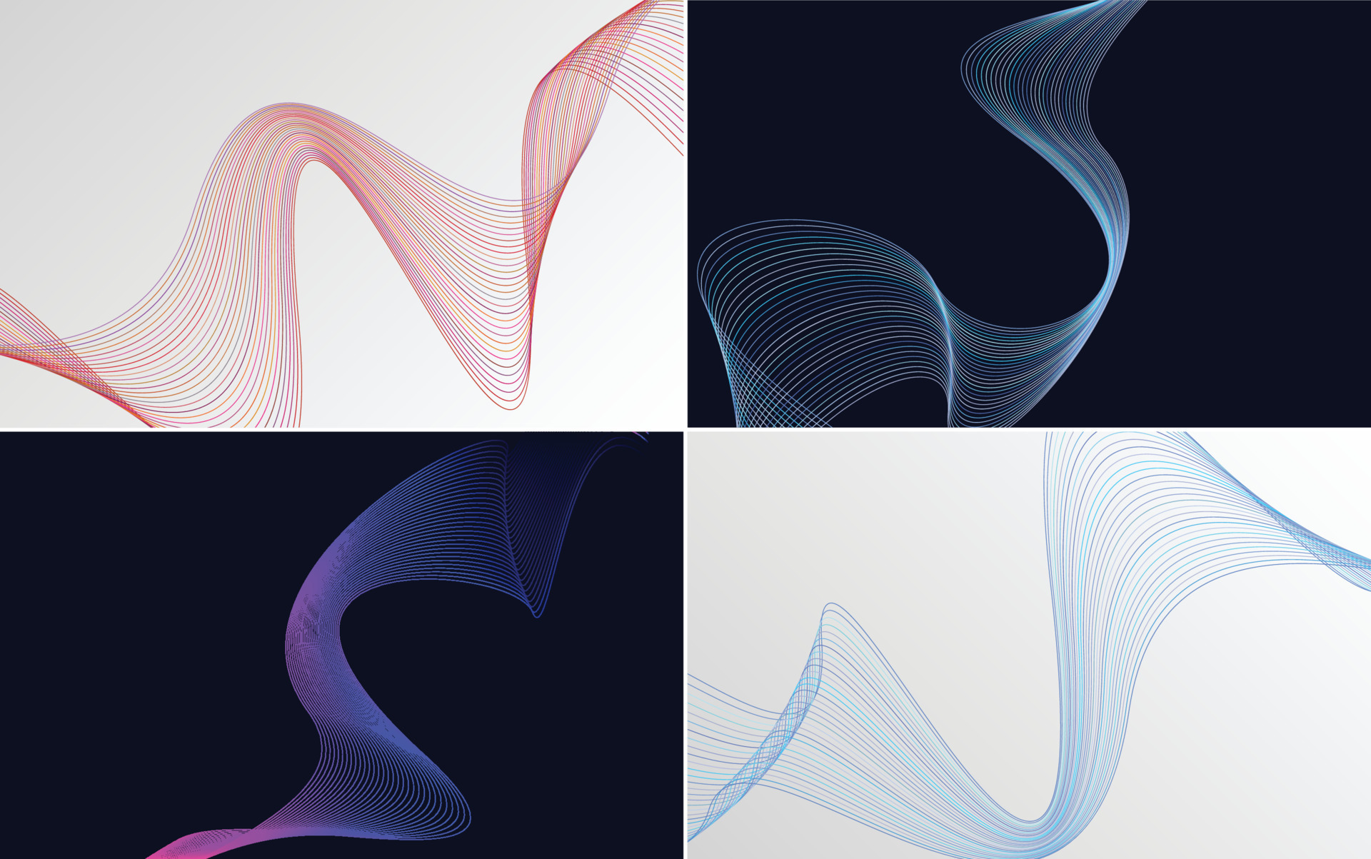 Set of 4 vector line backgrounds to add a touch of elegance to your ...