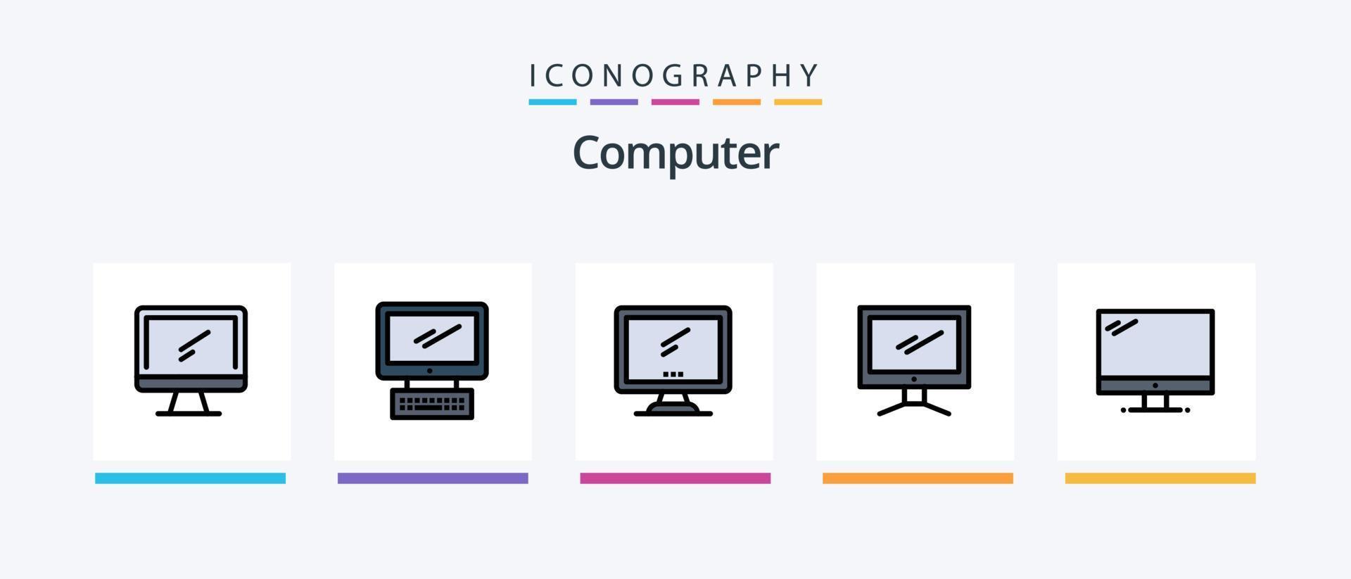 Computer Line Filled 5 Icon Pack Including .. Creative Icons Design ...