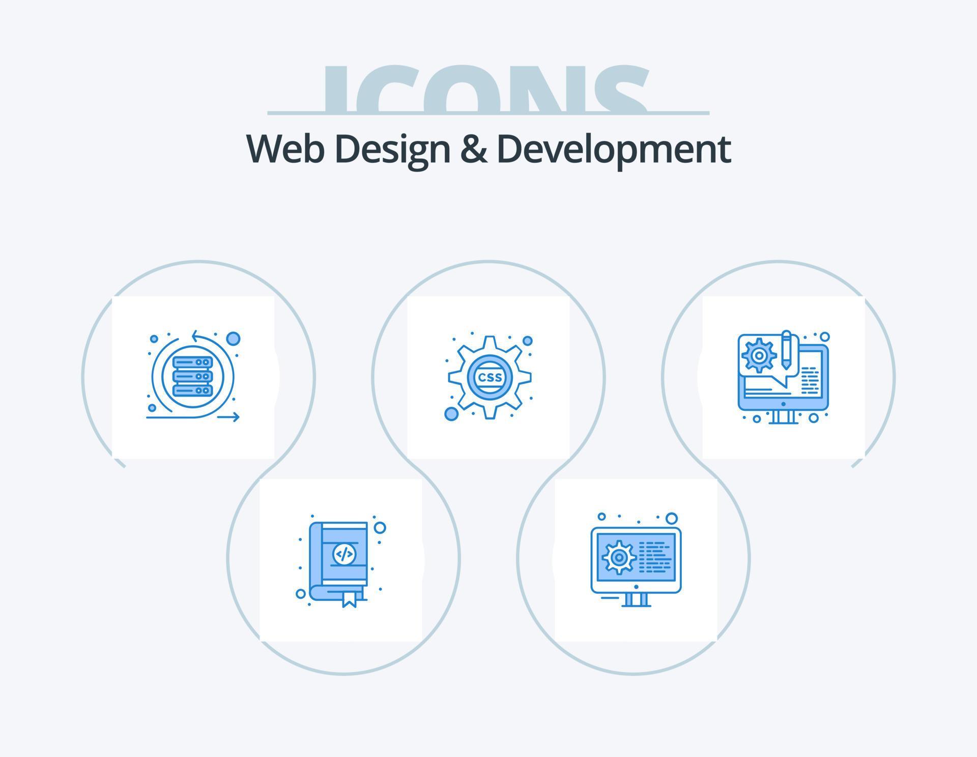 Web Design And Development Blue Icon Pack 5 Icon Design Css Gear Cog