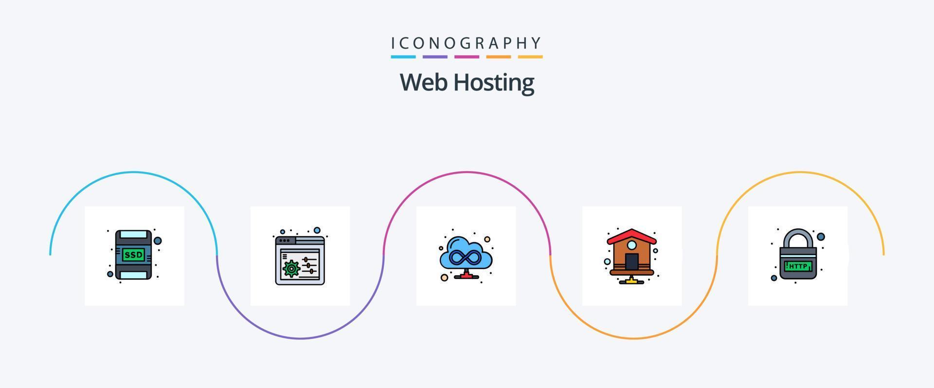 Web Hosting Line Filled Flat 5 Icon Pack Including Security Internet Web 19214105