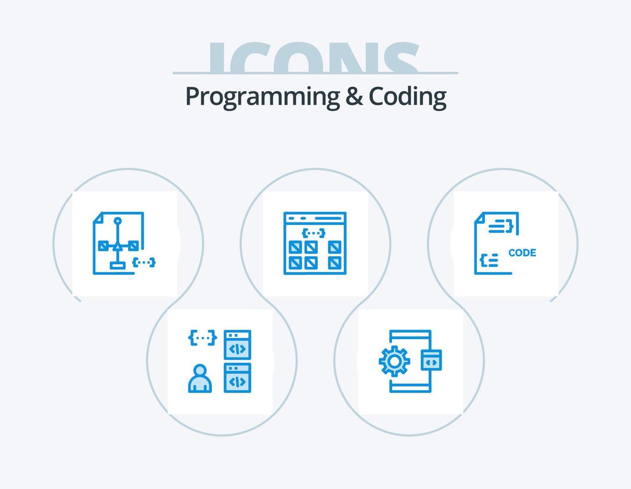 Programming And Coding Blue Icon Pack 5 Icon Design Develop App Development File