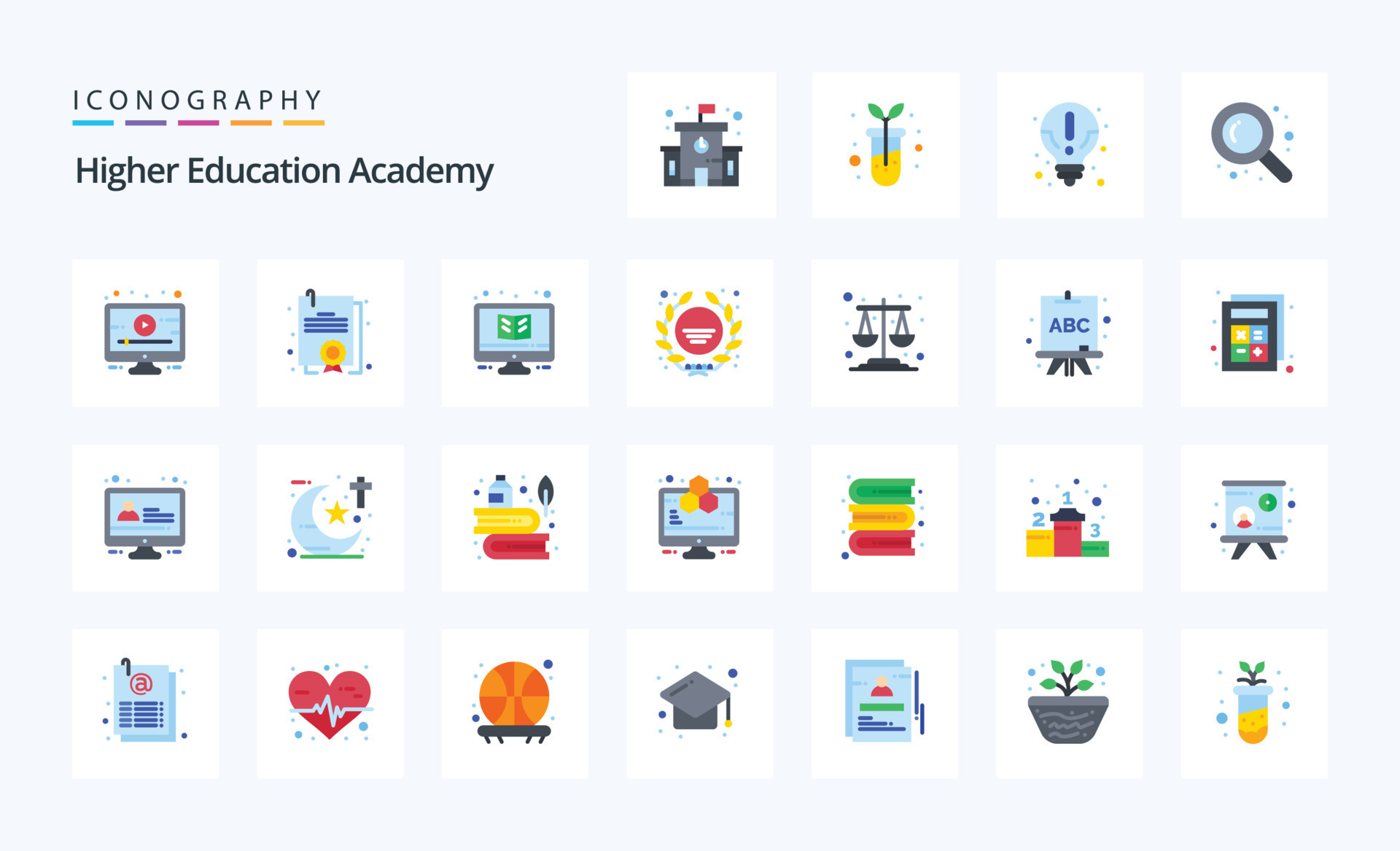 25 Academy Flat color icon pack 19214628 Vector Art at Vecteezy