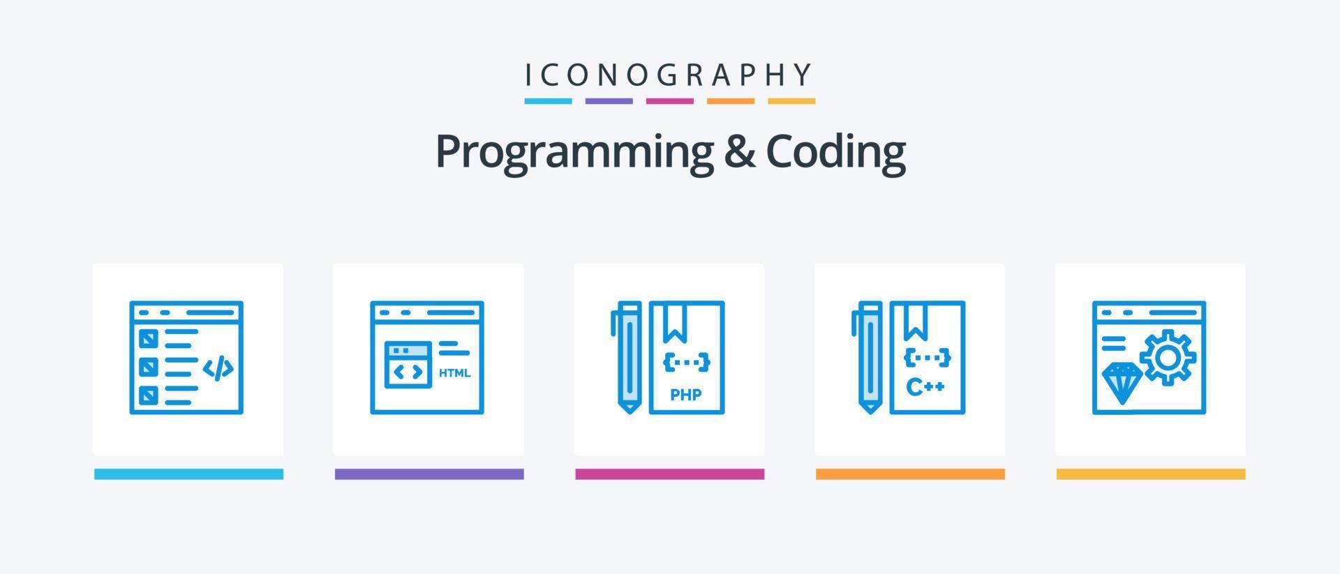 Programming And Coding Blue 5 Icon Pack Including Coding C Development Php Development